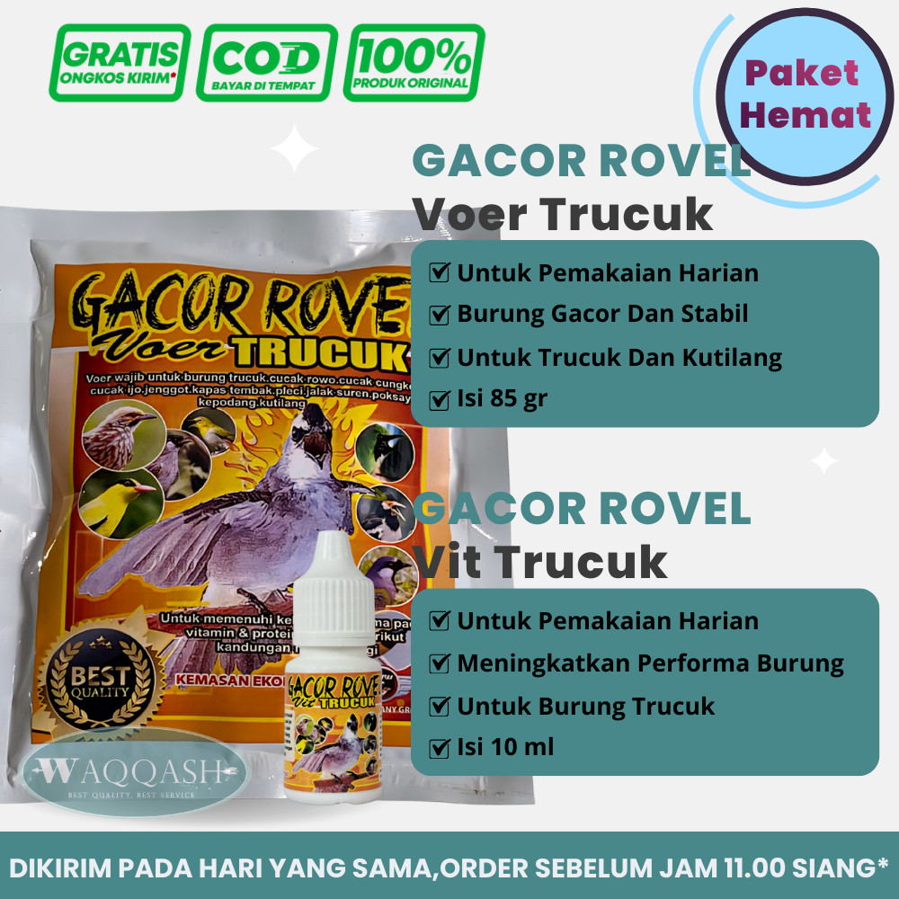 Jual Paket Hemat Voer Trucuk & Vitamin Gacor Rovel Pakan Dan Vitamin ...