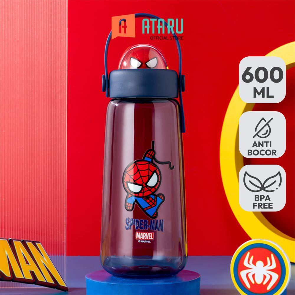 Jual Ataru Botol Minum Plastik Spiderman 600 ml - Biru Tumbler Botol ...
