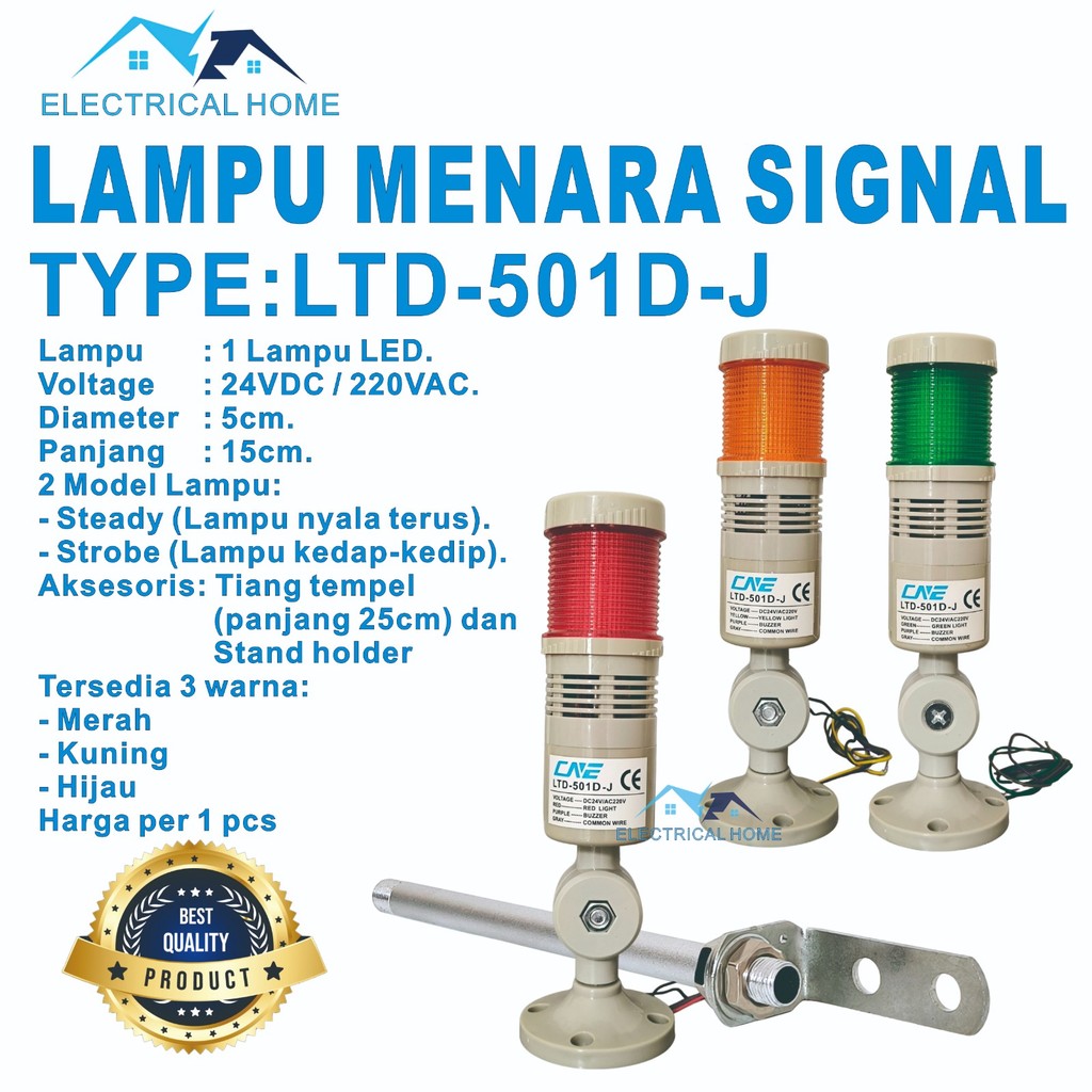Jual Lampu Menara Signal Tower Light LED Buzzer 1 Lampu Multivolt ...