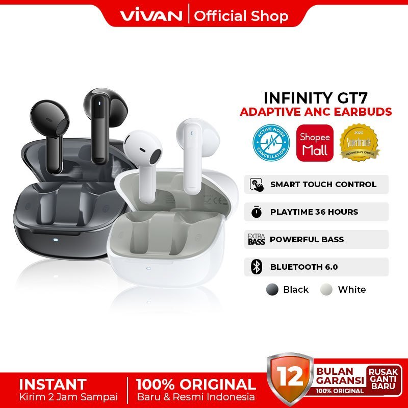 Jual VIVAN TWS Adaptive ANC ENC Infinity GT7 Bluetooth 6.0 Low Latency ...
