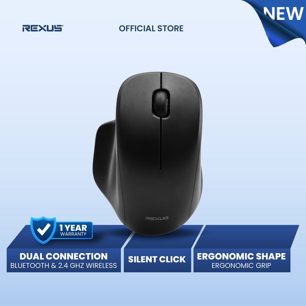 Jual Rexus QB300 V2 Dual Mode Wireless Mouse Office Kantor - Ergonomic ...