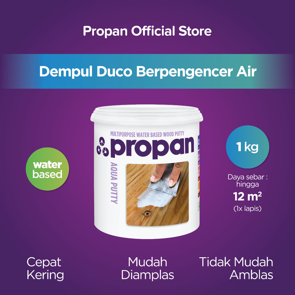 Jual PROPAN Dempul Duco Kayu Waterbased Aqua Putty 1KG | Shopee Indonesia