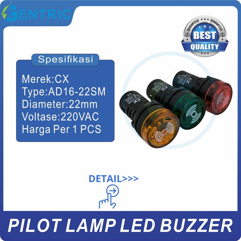 Jual Pilot Lamp BUZZER LED 22mm 220VAC/12VDC/24VDC.. BEST QUALITY ...