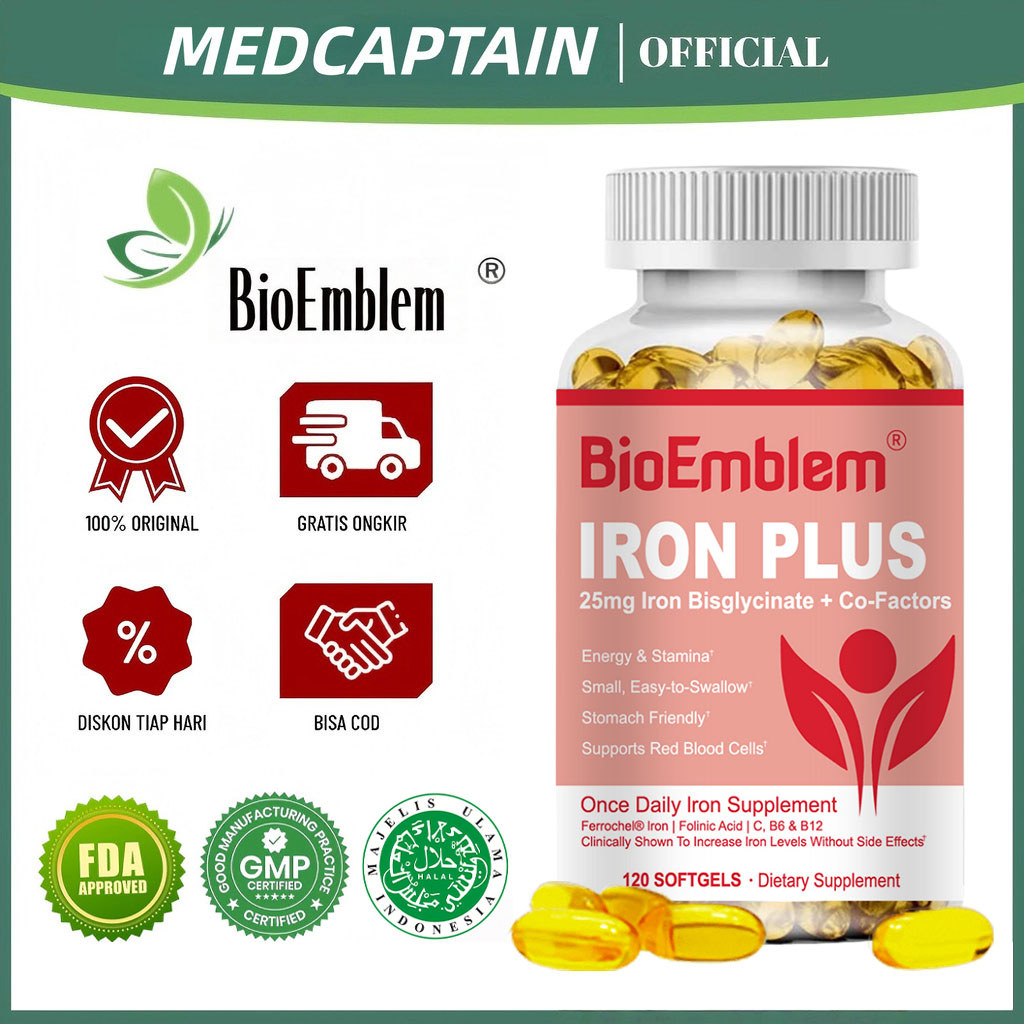 Jual MEDCAPTAIN BioEmblem Iron Supplement 25mg 120pcs Suplemen Besi ...