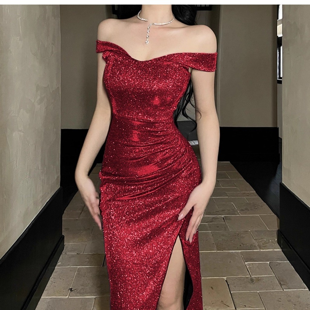 Jual red cocktail dress for woman formal elegant sexy black sleeveless ...