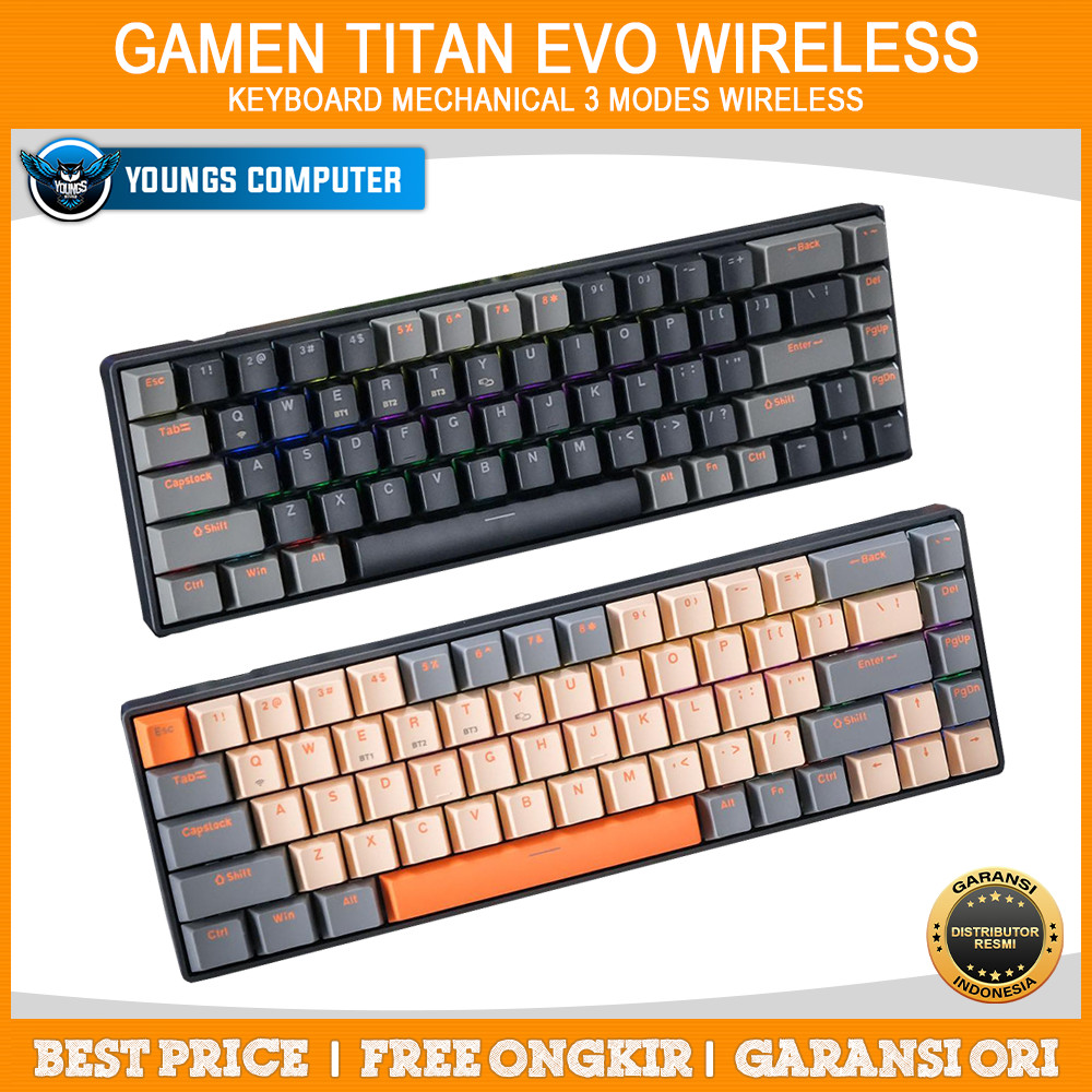 Jual Gamen Titan Evo Keyboard Mechanical 3 modes Wireless Gaming ...
