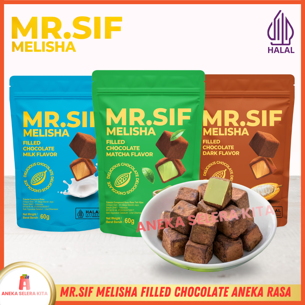 Jual MR.SIF Melisha Filled Chocolate Dark, Matcha & Milk Flavour ...