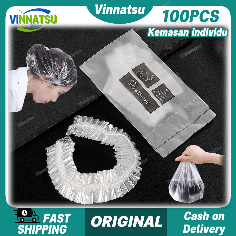 Jual Vinnatsu 100PCS Shower Cap Sekali Pakai Hair Mask Topi Mandi ...