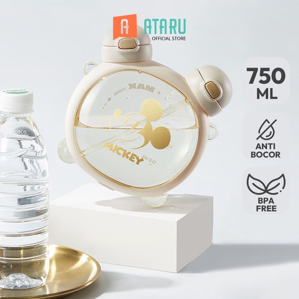 Jual Ataru Botol Minum Plastik Dengan 2 Tutup Mickey 750 ml - Putih ...