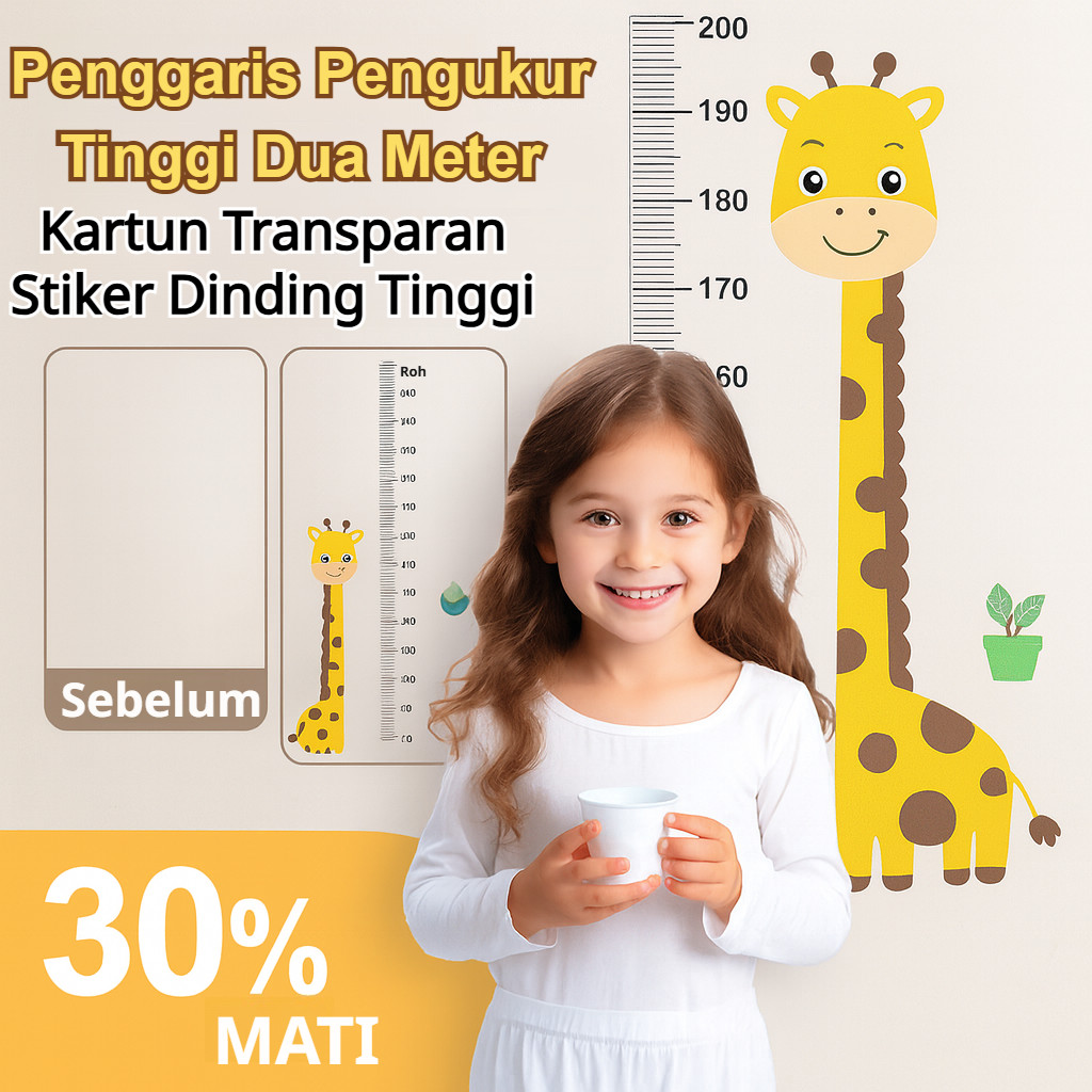 Jual [Pemasangan Mudah & Tanpa Merusak Dinding] Stiker Pengukur Tinggi ...