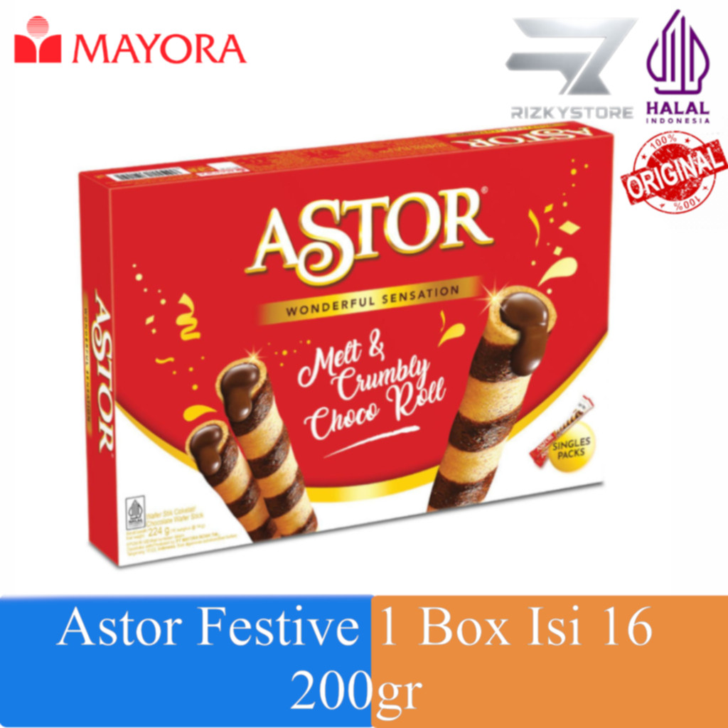 Jual Astor Festive 1 Box 16 Pcs 200gr - Wafer Stik Cokelat Chocolate ...