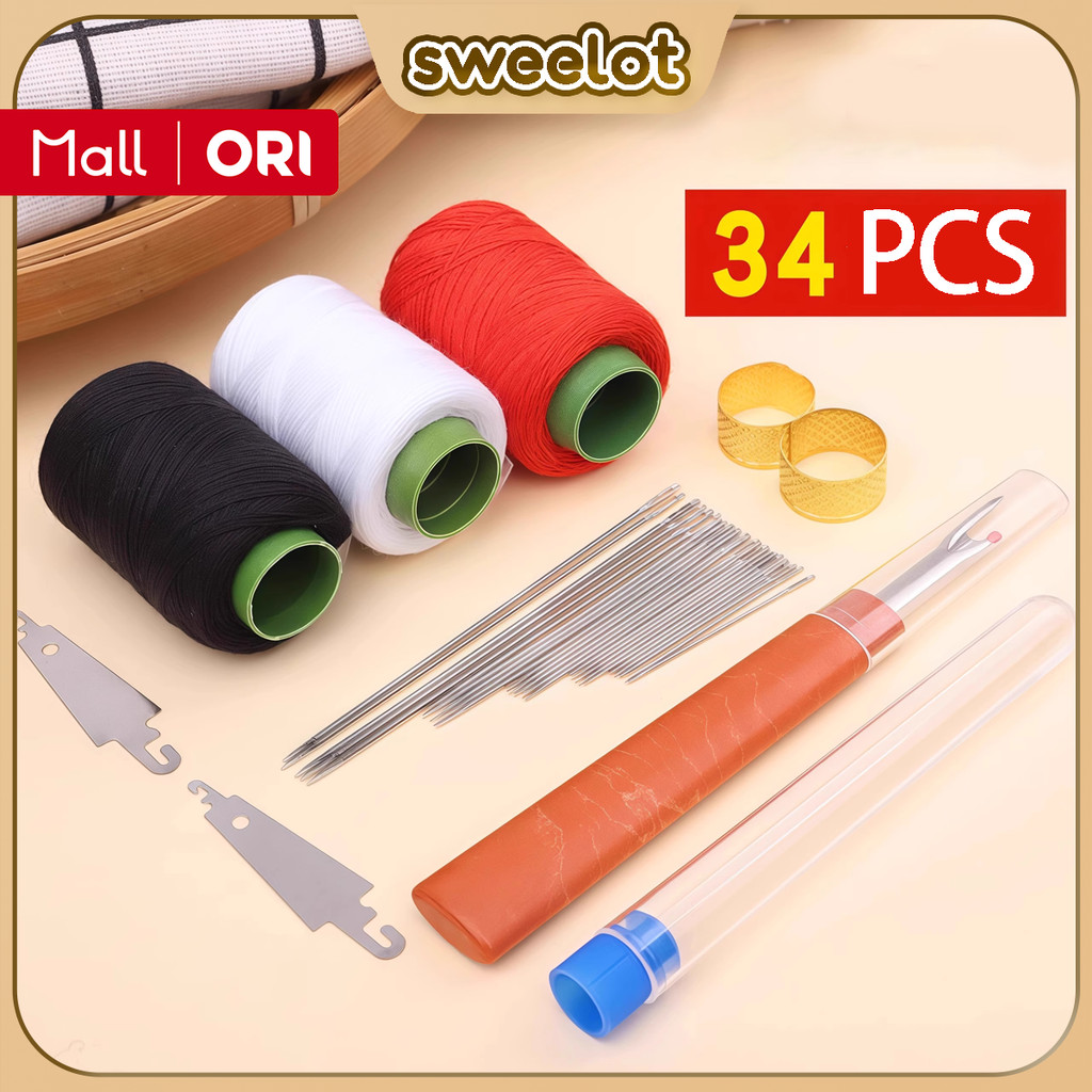 Jual 34PCS/Set Jarum Jahit Tangan Mata Besar, Kotak Jarum dan Benang ...