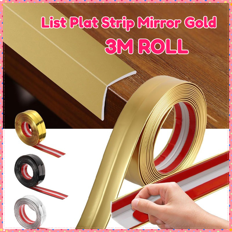 Jual 3M/roll List Plat Strip Mirror Silver/Emas List Plat Strip Mirror ...
