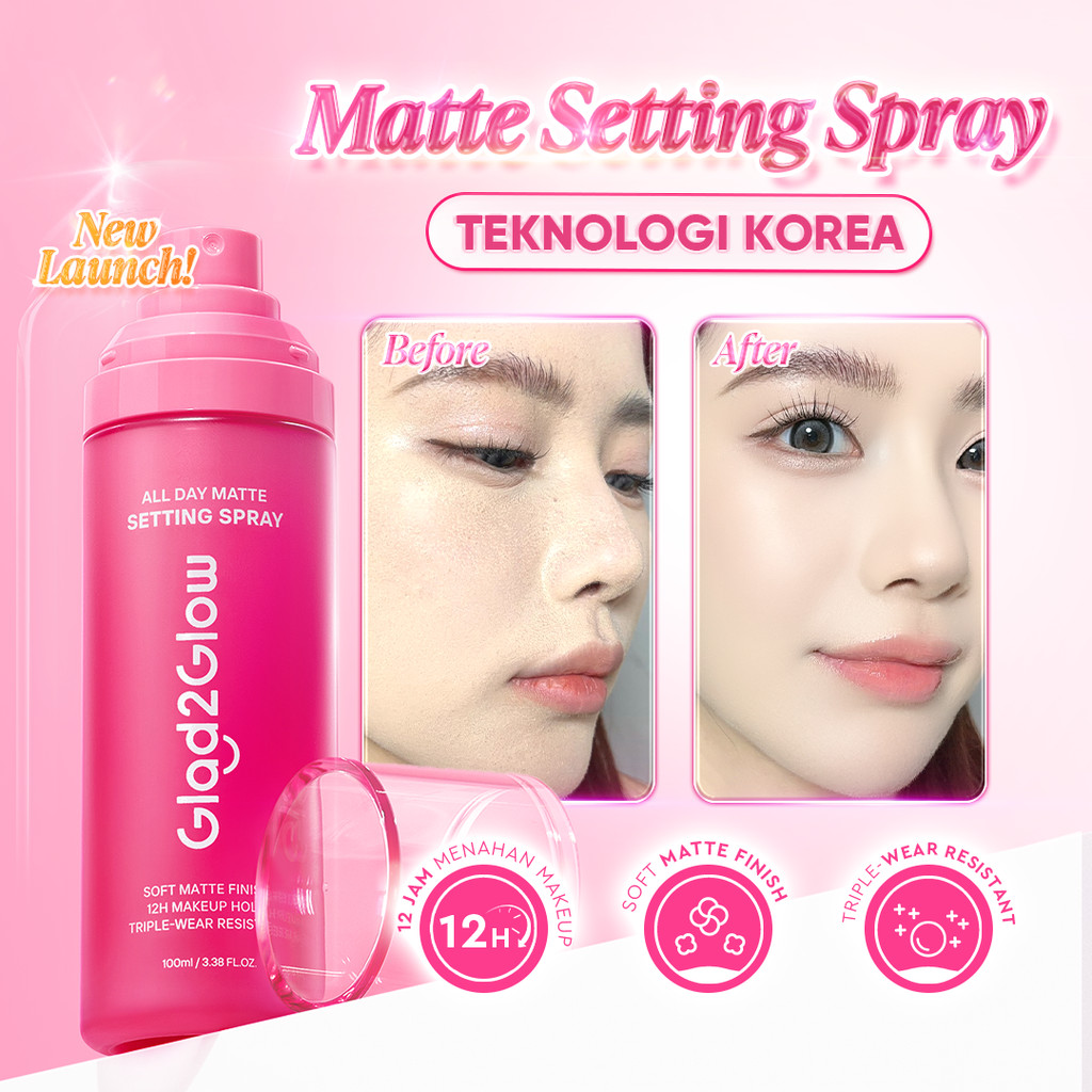 Jual [New Launch] Setting Spray Glad2Glow All Day Matte Setting Spray ...