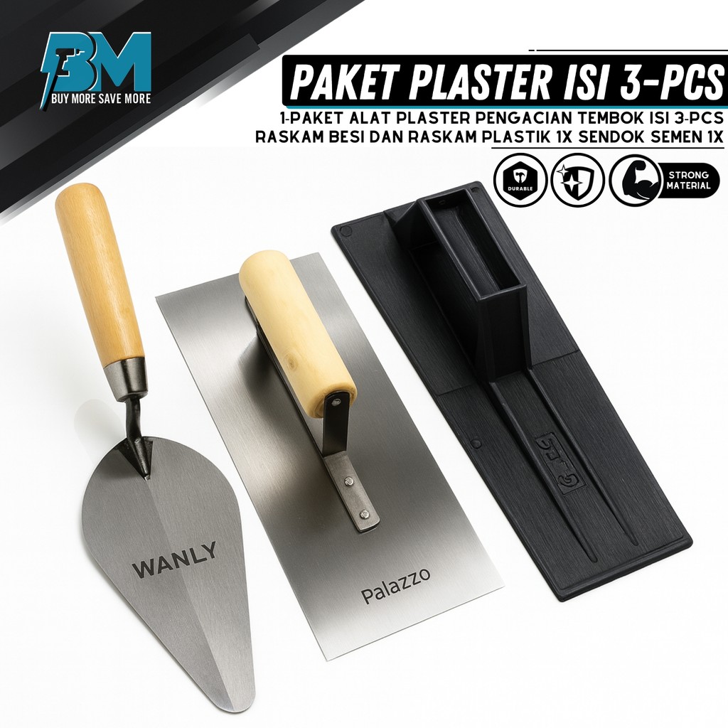 Jual Set 3 Pcs Alat Tukang Bangunan Raskam Aci Tembok / Paket Alat ...