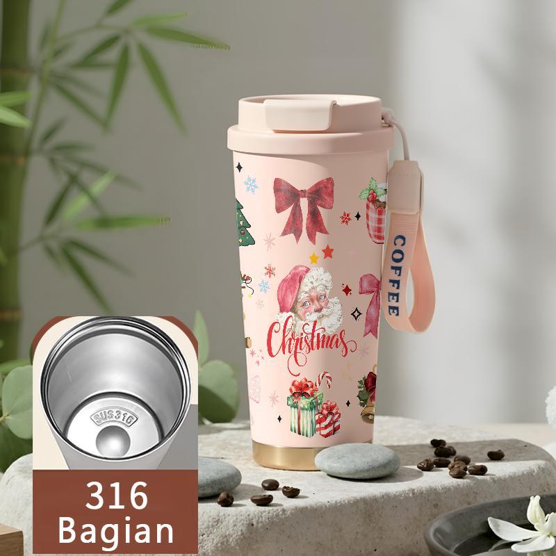 Jual Tumbler Natal Termos Kopi CUP 500 ML Stainless Steel Straw Bottle ...