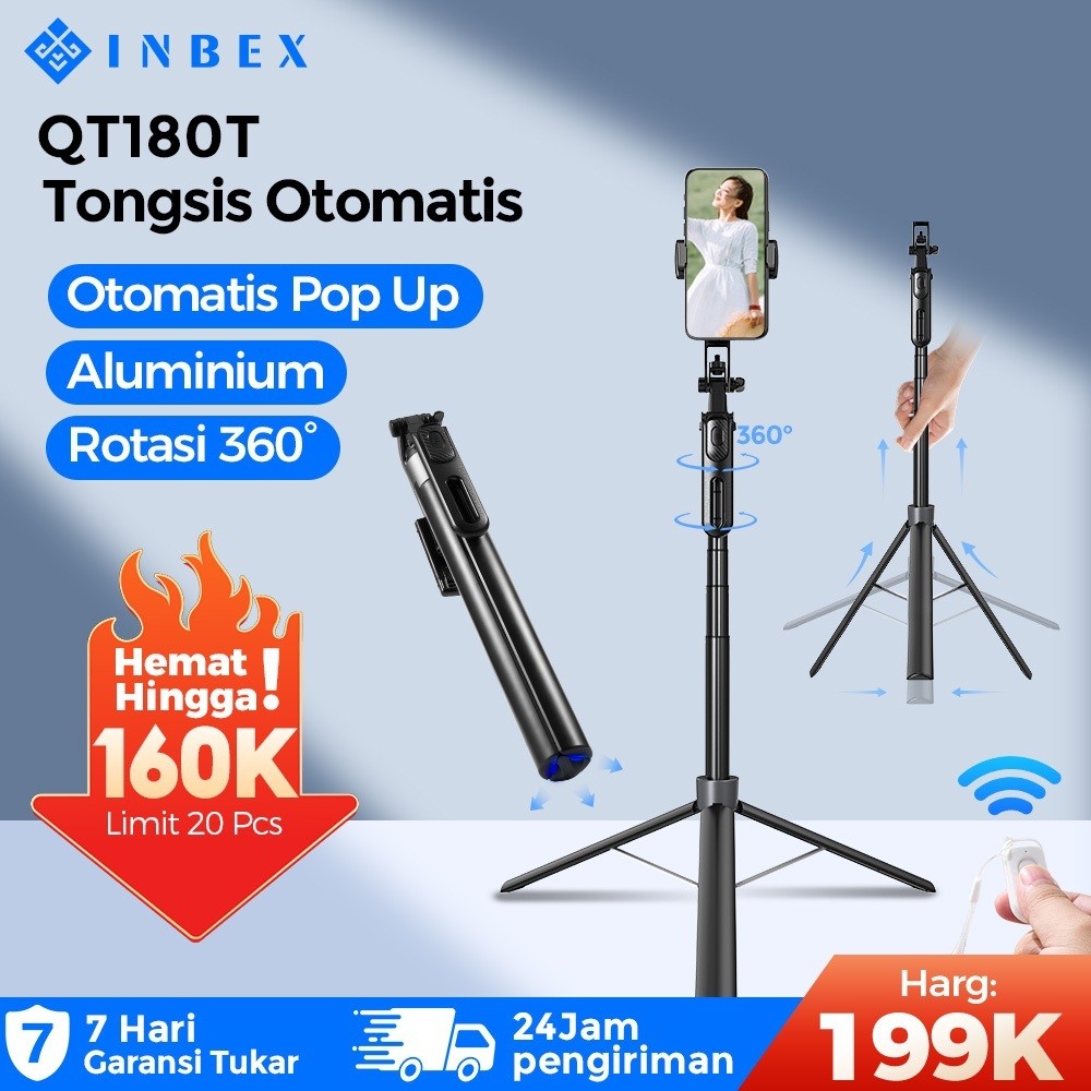 Jual ( wow03 ) INBEX QT180T Automatic Pop Upv Tongsis Tripod Bluetooth ...