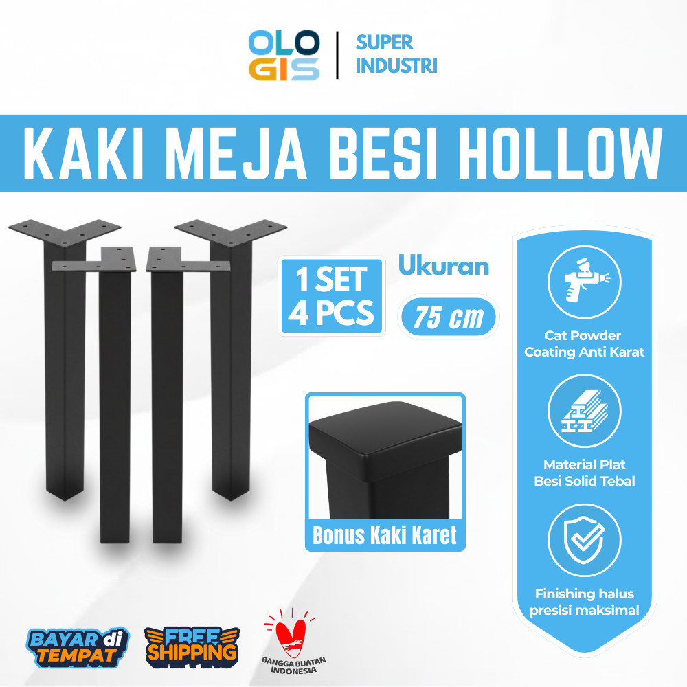 Jual OLOGIS - Kaki Meja Besi Galvanis Hollow Minimalis 75 CM Kotak Cat ...