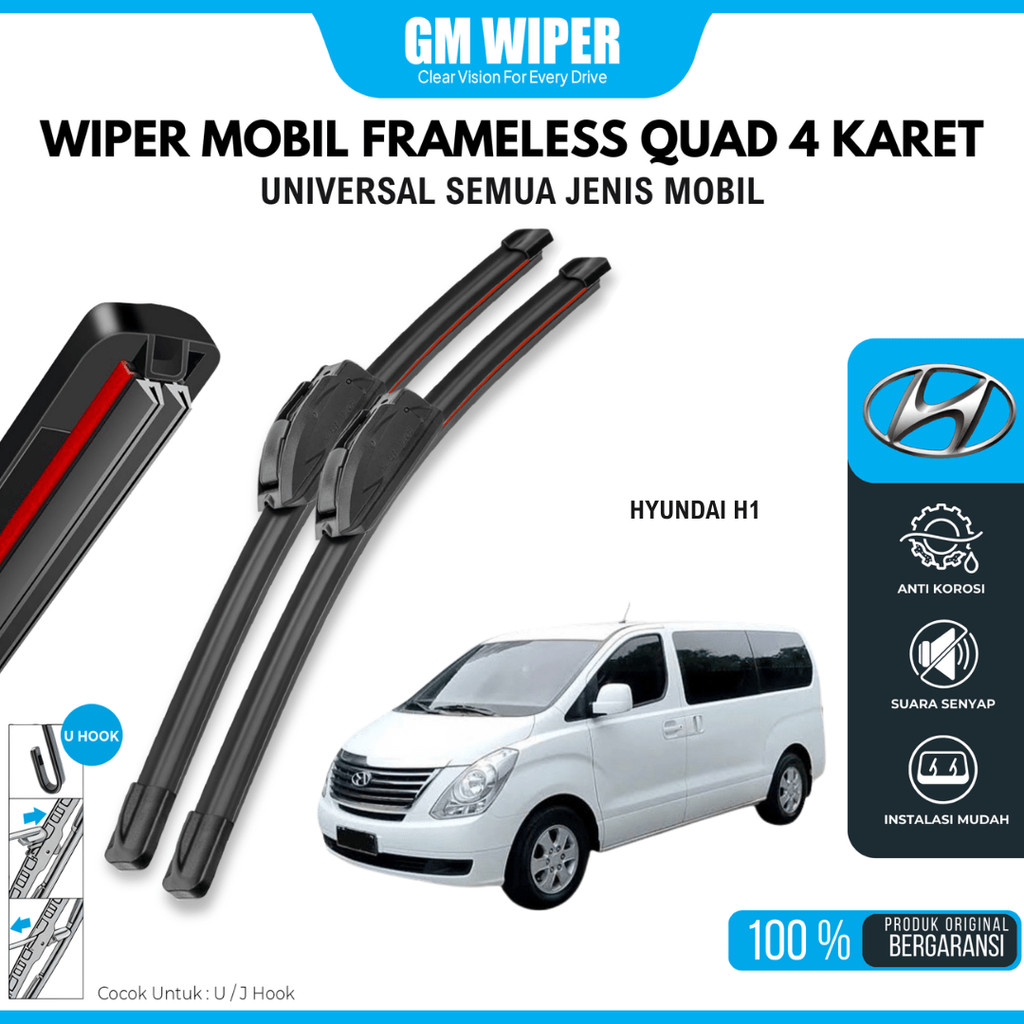Jual Wiper Quad 4 Karet Hyundai H1 Frameless Model Karet Quad Blade 1 ...