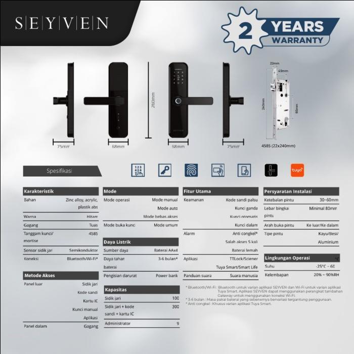 Jual SEYVEN Smart Door Lock Kunci Pintu Digital Smart Digital Lock ...