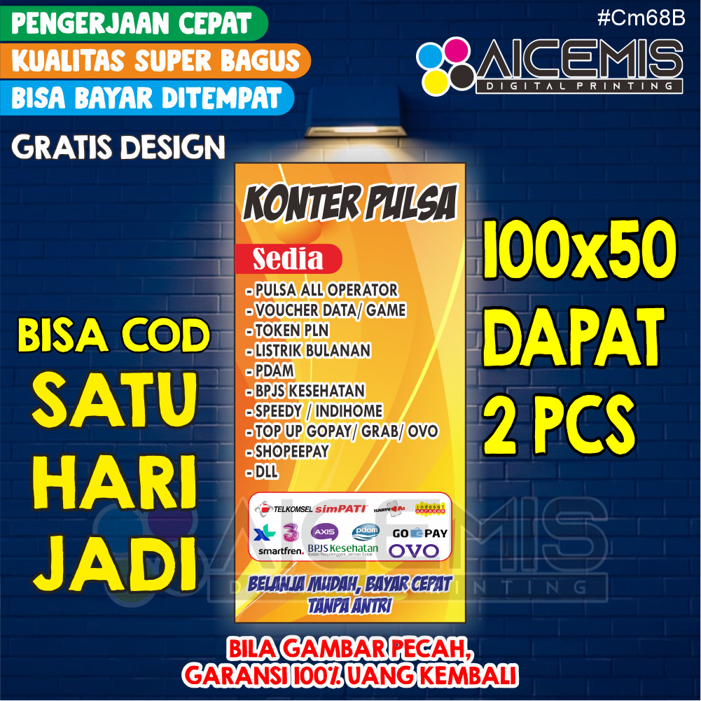 Jual spanduk 1 hari jadi / spanduk banner etalase konter pulsa ...