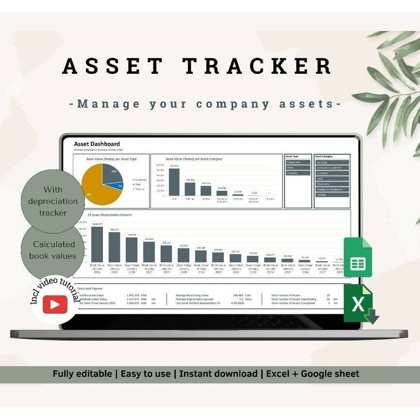 Jual Template Asset Tracker Excel & Google Sheets | Amortisasi ...
