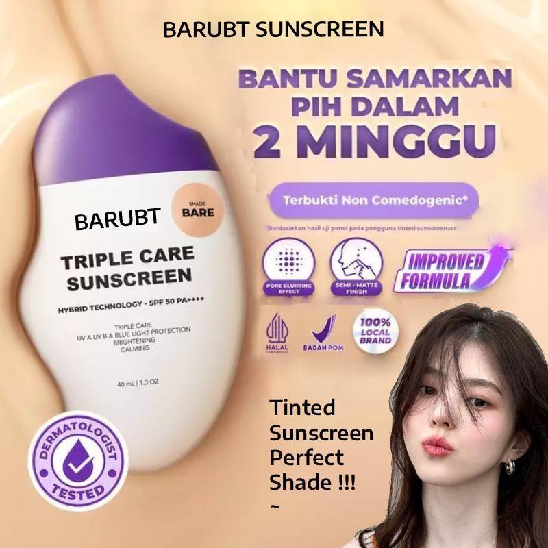 Jual BARUBT Sunscreen Ungu [ TINTED ] Triple Care SPF 50 PA+++ isi 40ml ...