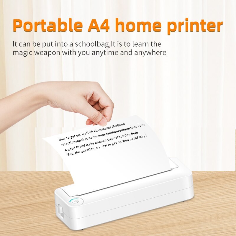 Jual Portable Mini Thermal Printer A4 Paper Photo Printer From Mobile ...