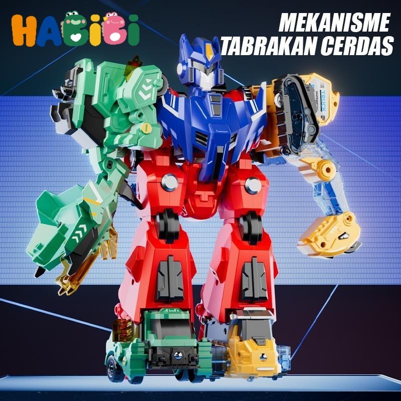 Jual Habibi Mainan Robot Transformasi T-Rex Magnetik 6 in 1 Karakter ...