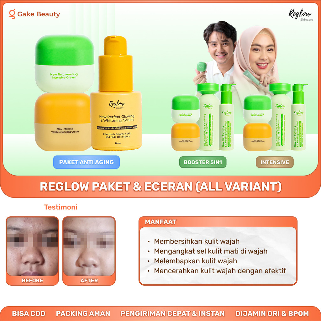 Jual Reglow Skincare Paket Anti Aging Day + Night Cream Serta Serum ...