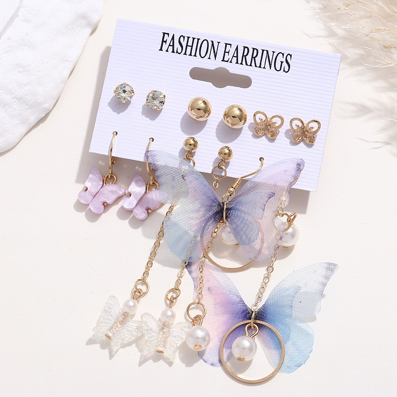 Jual Anting Set isi 6 pasang 12 pcs Kupu Pastel Theme Butterfly Purple ...