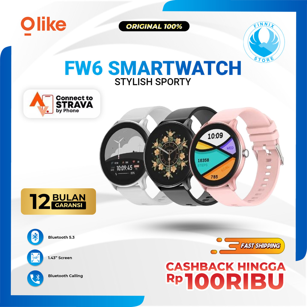 Jual OLIKE FW6 Smartwatch Tahan Air Garansi Resmi | Sync Strava Baterai ...