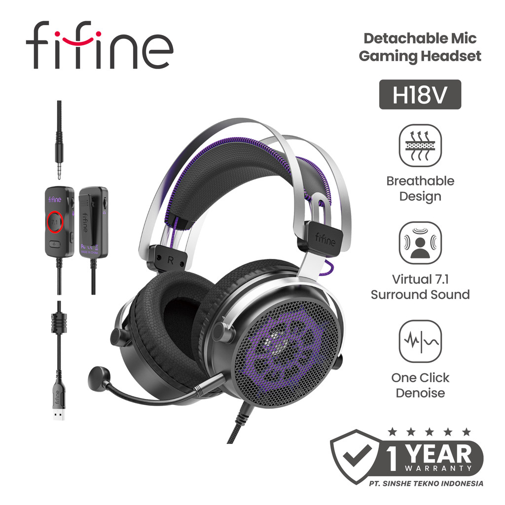 Jual Fifine H18V Gaming Headset Headphone 7.1 Surround USB & 3.5mm ...