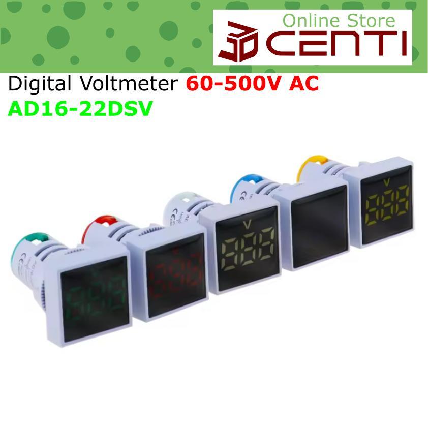 Jual Digital Voltmeter Pilot Lamp AD16 22DSV Kotak AC 60-500V Square ...