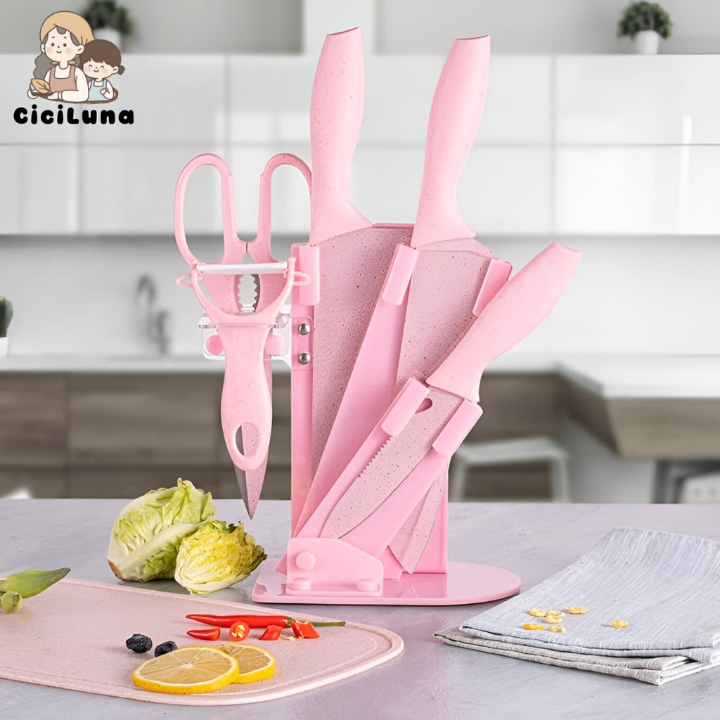 Jual CICILUNA 7 in 1 Kitchen Knife Set / Talenan, Pisau, Pengupas ...