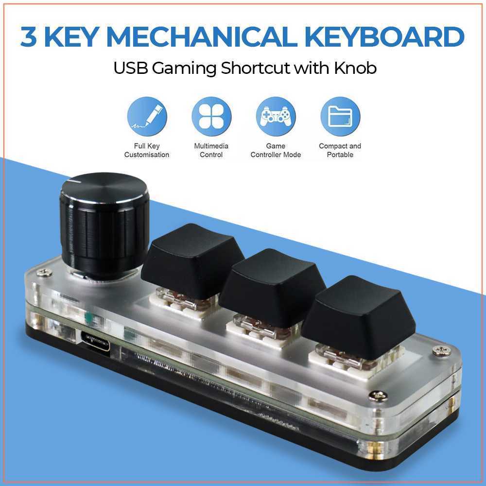 Jual 3 Key Mechanical Keyboard USB Gaming Shortcut with Knob - VD3 ...