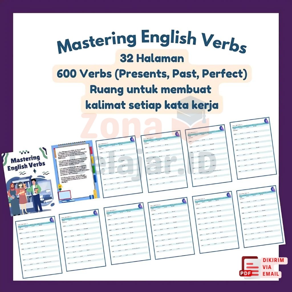 Jual 600+ Verbs in Present, Past Simple & Perfect Tense - English Verbs ...
