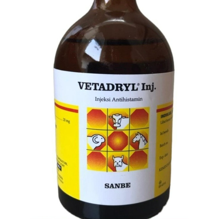 Jual Grasindonesia- Vetadryl Injeksi 100 ml MMM - Antihistamin Hewan ...