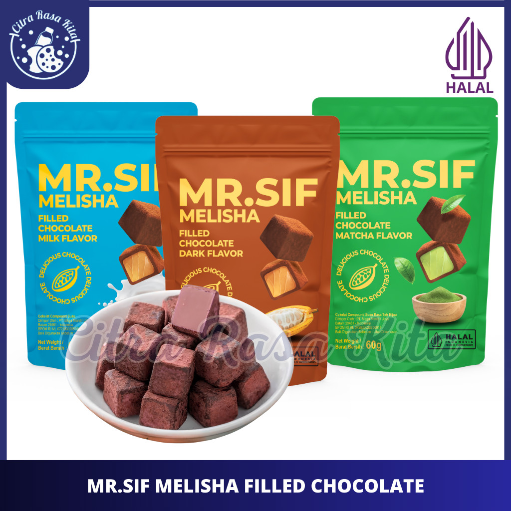 Jual MR.SIF Melisha Filled Chocolate Dark, Matcha & Milk Flavour Halal ...