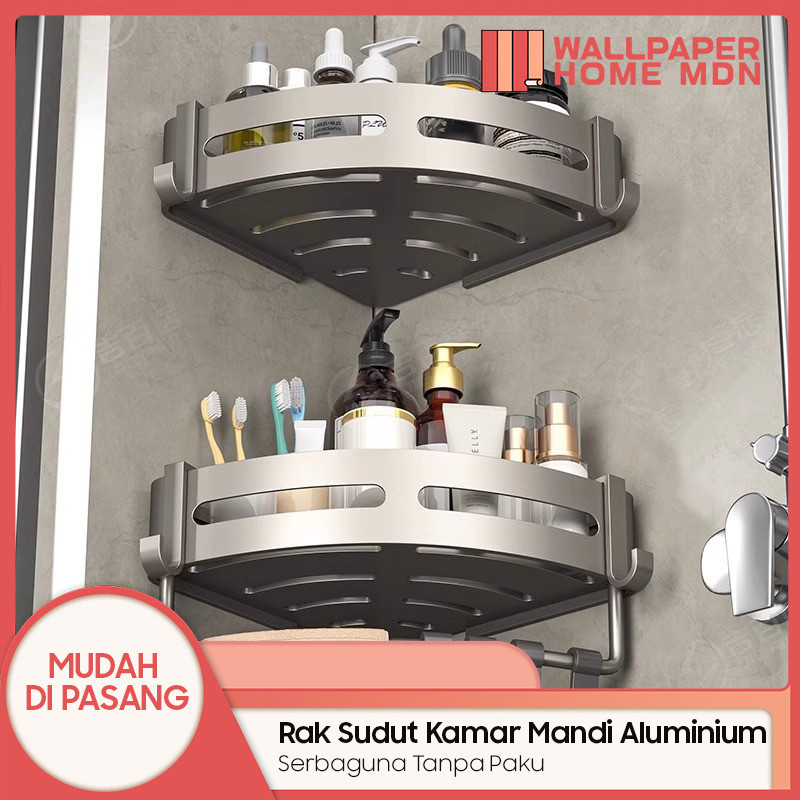 Jual WALLPAPER HOME - Rak Sudut Kamar Mandi Aluminium Serbaguna Tanpa ...
