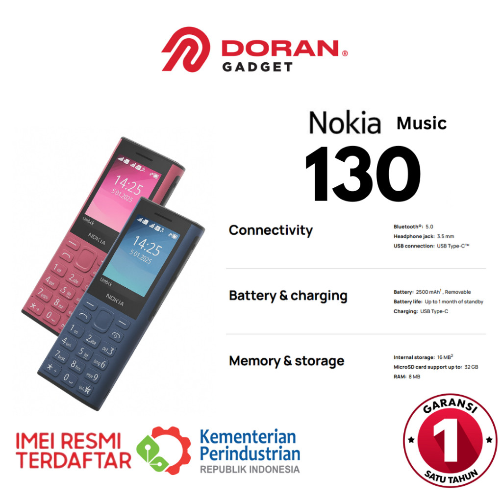 Jual Handphone HP Nokia 130 Music - Garansi Resmi 1 Tahun | Shopee ...