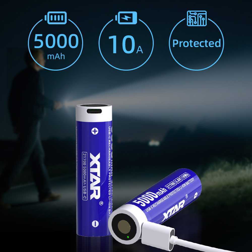 Jual XTAR Baterai Rechargeable 21700 Li-Ion 5000mAh Type C 3.6V 10A 1 ...