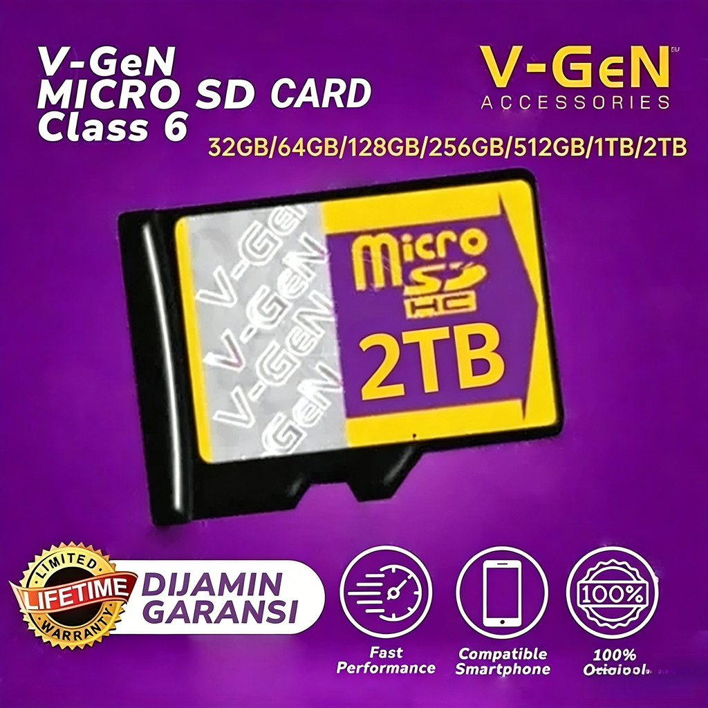 Jual Kartu MicroSD V-GEN Turbo 2TB Class 10 100MBps - 32GB/128GB/256GB ...