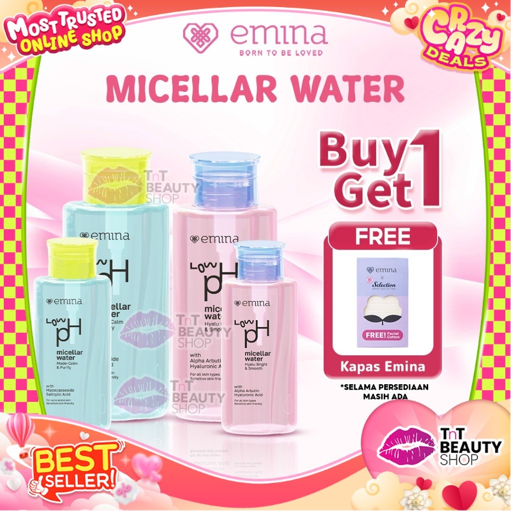 Jual Emina Low pH Micellar Water HyaluBright Smooth Emina Low pH Made ...