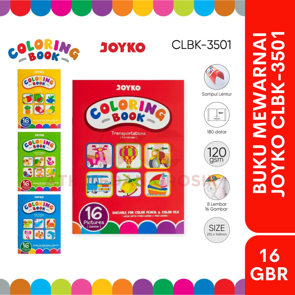 Jual COLORING BOOK BUKU MEWARNAI JOYKO CLBK-3501 ISI 8 LEMBAR TEBAL ...
