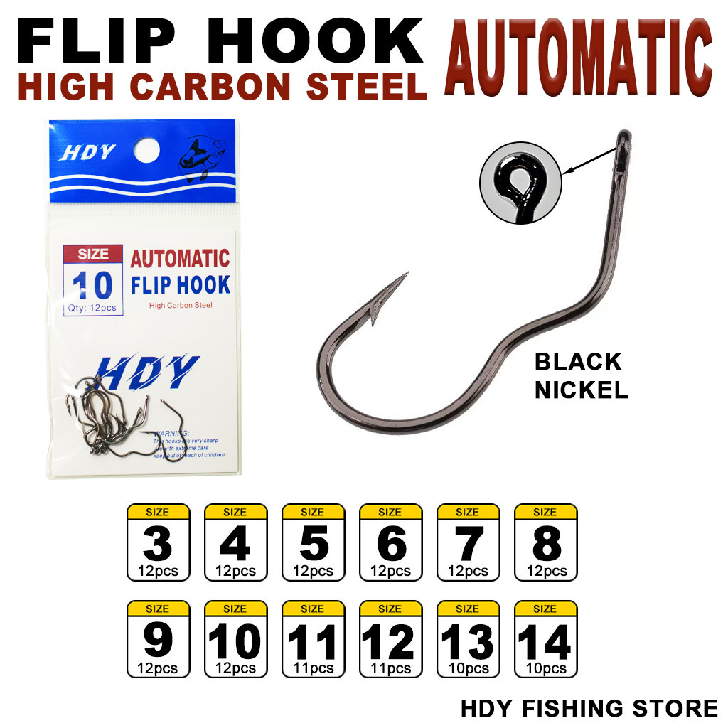 Jual HDY MATA KAIL AUTOMATIC FLIP HOOK High Carbon Steel 3#-14 ...