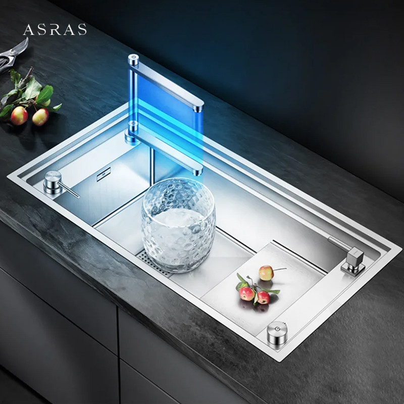 Jual ASRAS Large Size Hidden Step Kitchen Sink 304 Stainless Steel 4mm ...