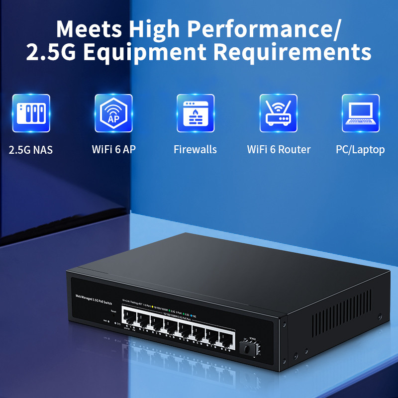 Jual 25G Web Managed PoE Switch 8 Port 25GBASET with 10G SFP+,100W ...