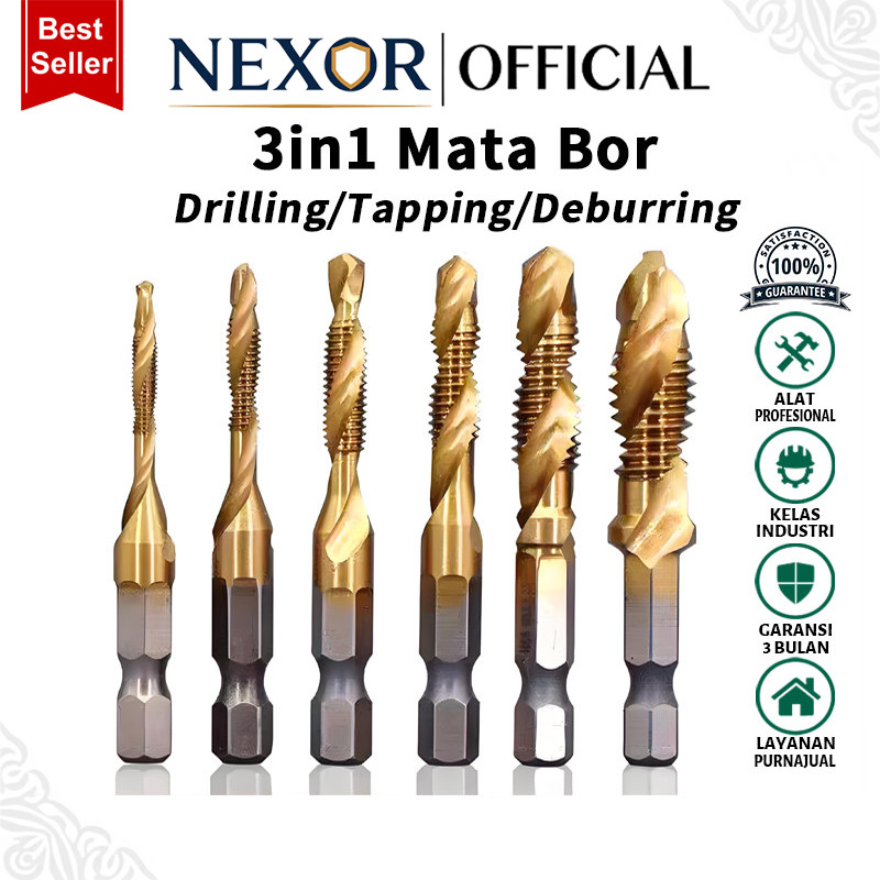 Jual NEXOR JERMAN 6pcs Drill Mata Bor Pembuat Ulir Drat Drill Tap Set ...