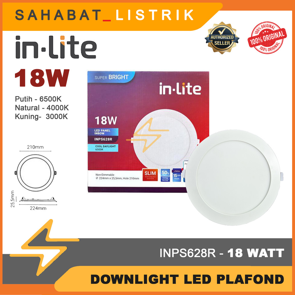 Jual INLITE INPS628R 18w Led panel bulat inbow Putih 18 watt 6500k ...